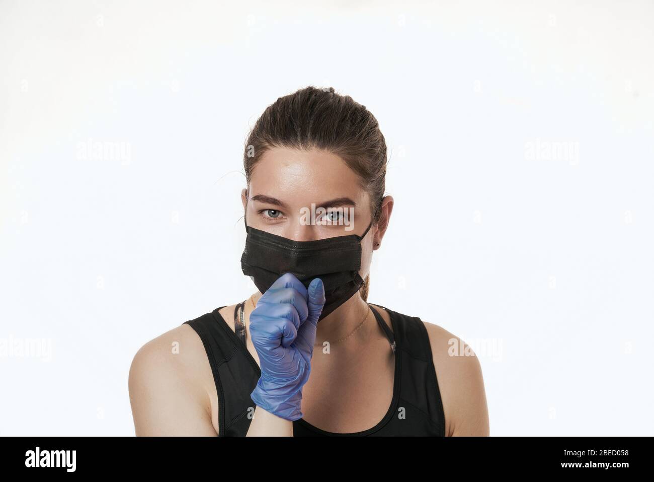 Woman suffer from cough with face mask protection Stock Photo - Alamy