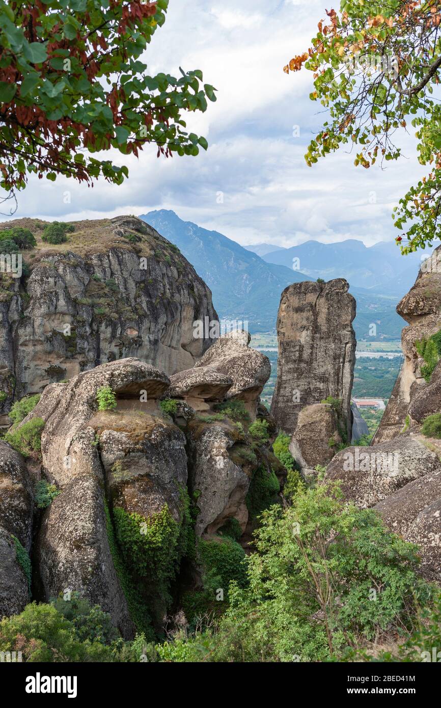 Meteora, wellknown rock formation in Central Greece, spectacular ...