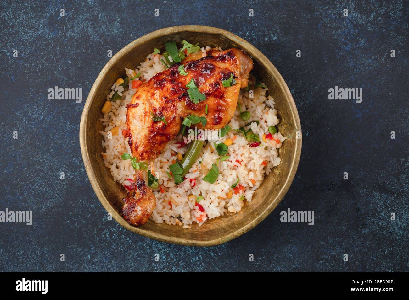 Grilled chicken and rice Stock Photo - Alamy
