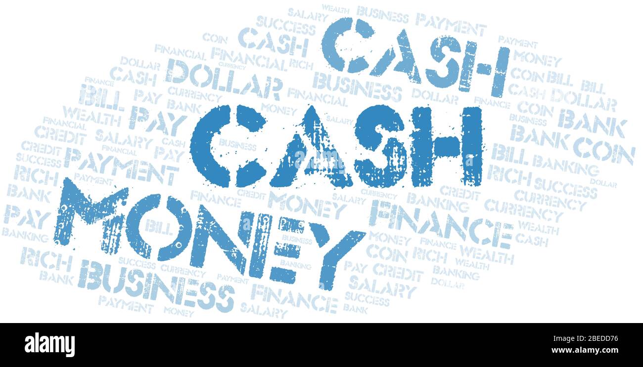 Cash typography vector word cloud. Wordcloud collage made with the text ...