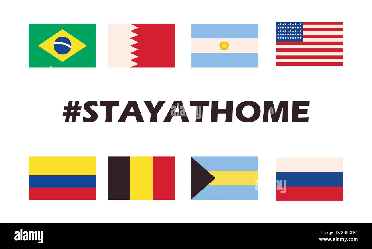 stay home design, world flags over white background, colorful design ...