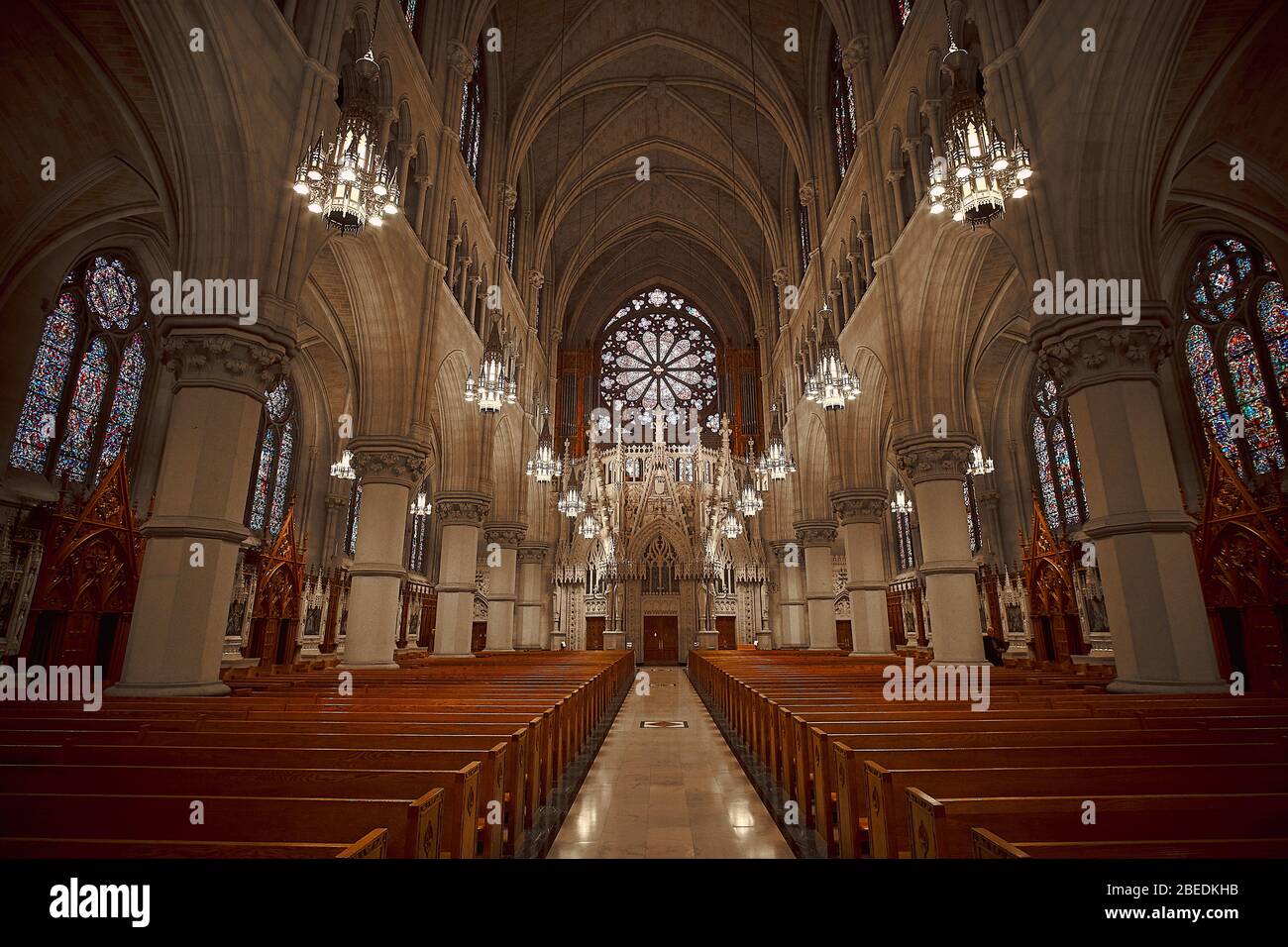 Interior view of the Cathedral Basilica of the Sacred Heart cathedral ...