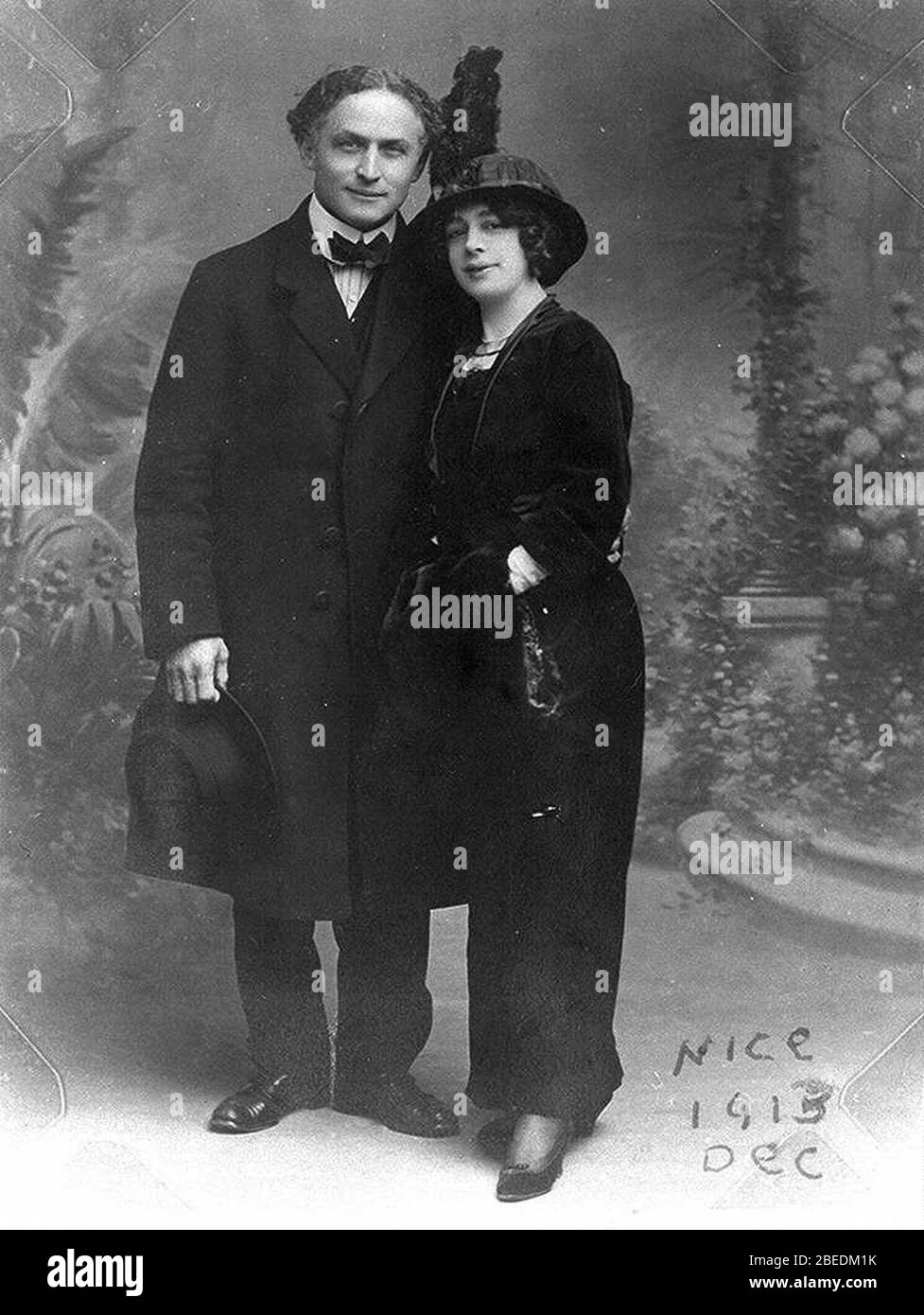 Harry and Beatrice Houdini in Nice, France, full-length portrait ...
