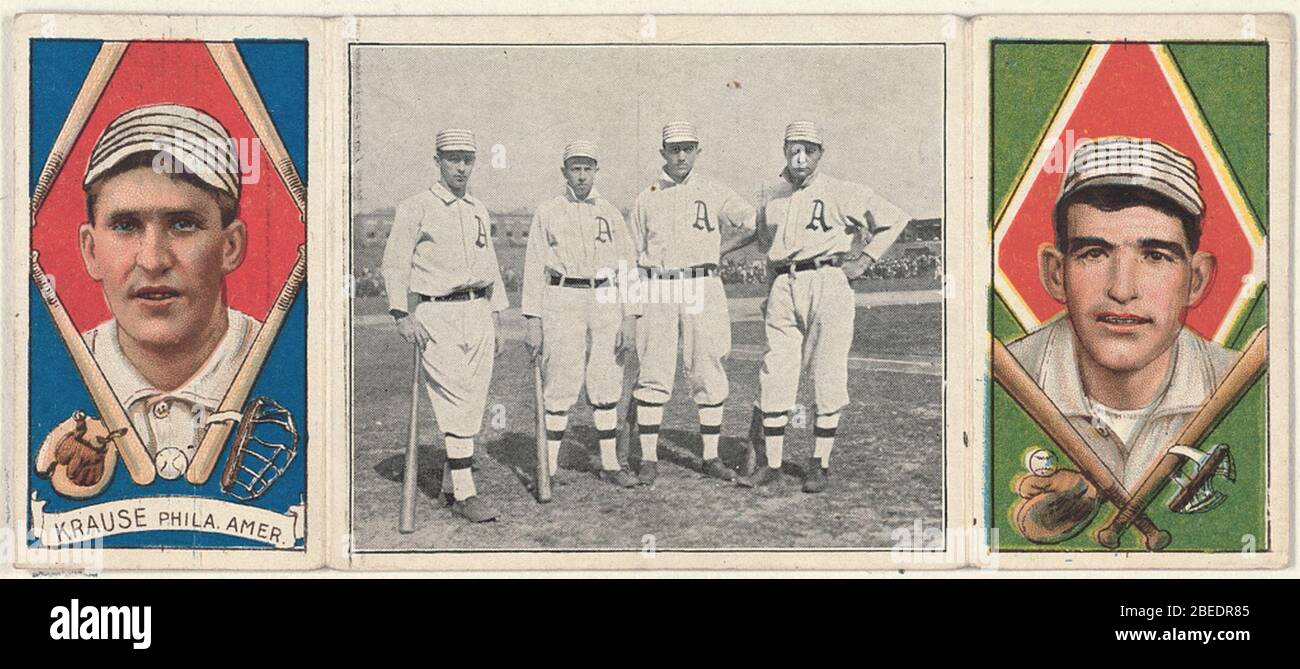 Harry Krause-Ira Thomas, Philadelphia Athletics, baseball card portrait Stock Photo - Alamy