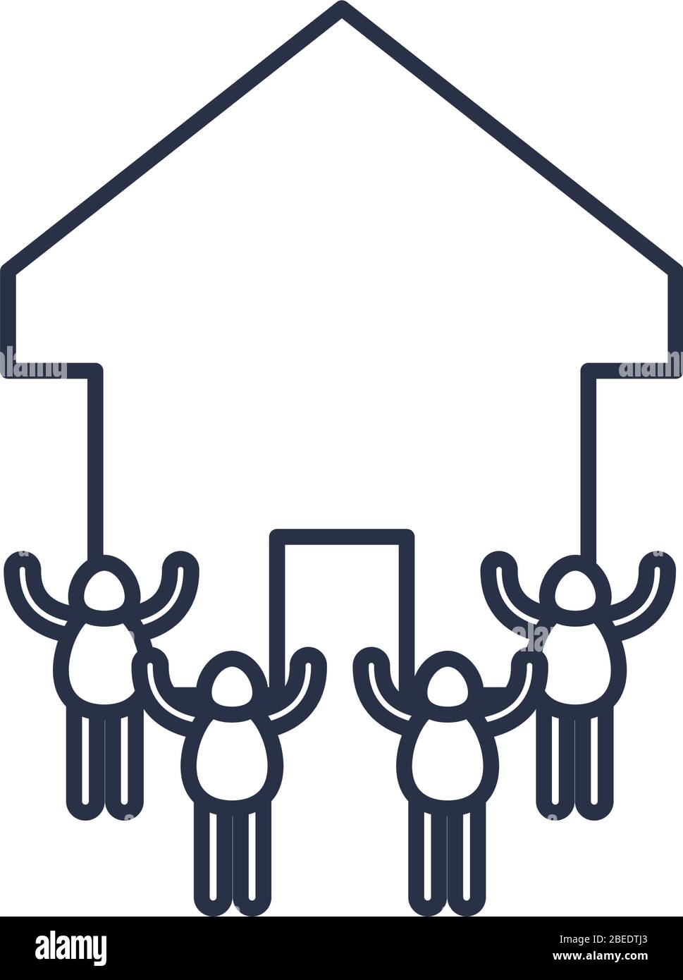 charity donations concept, house with pictogram people around icon over ...