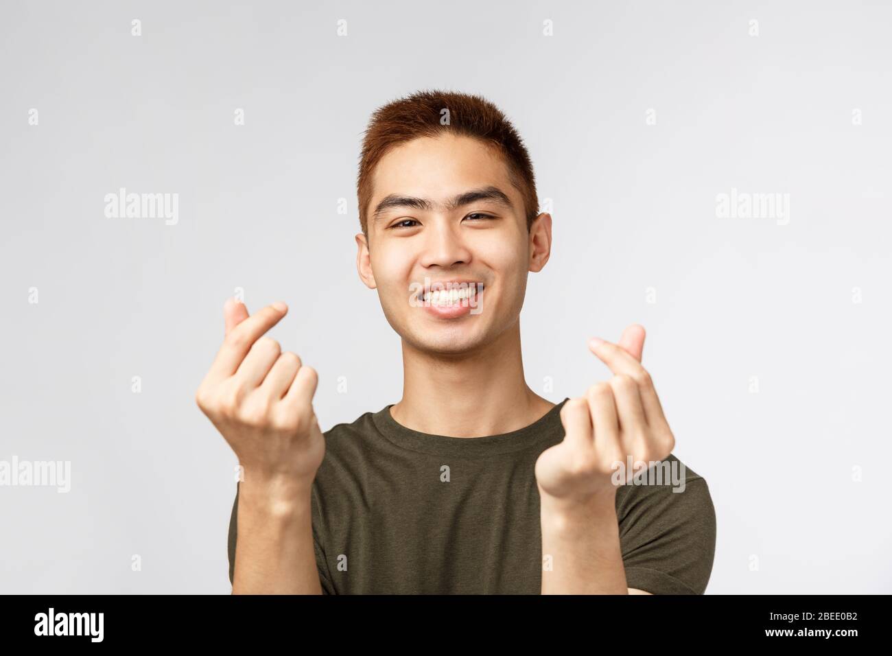 People, different expressions and lifestyle concept. Cute asian guy ...