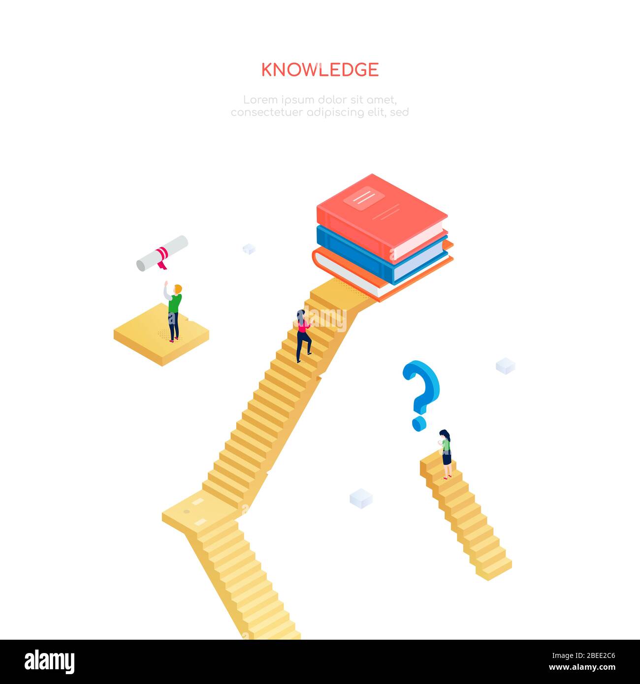 Knowledge concept - modern isometric vector web banner Stock Vector ...
