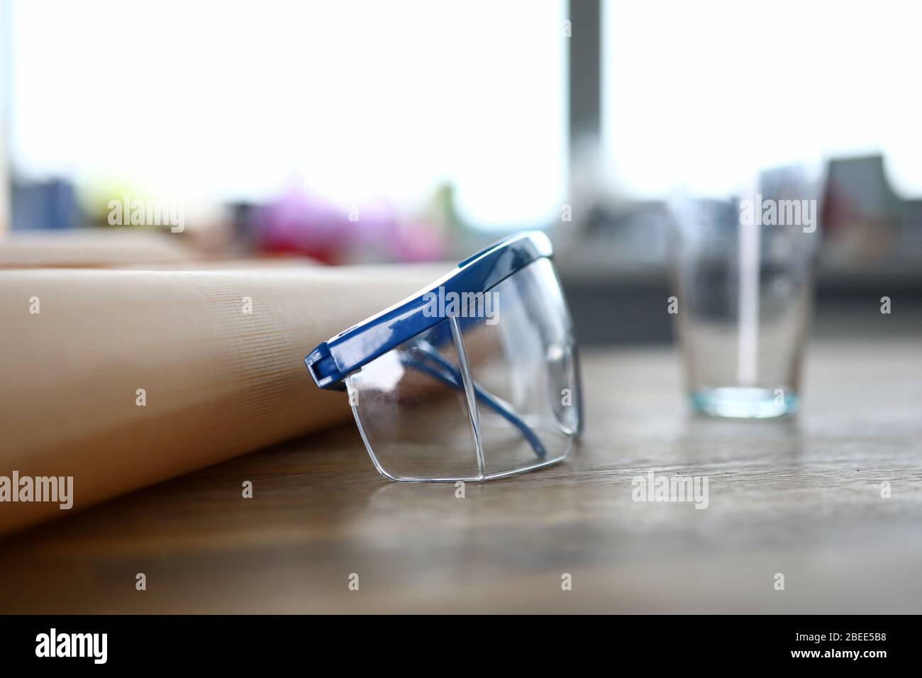 Eye-glasses on desk Stock Photo - Alamy