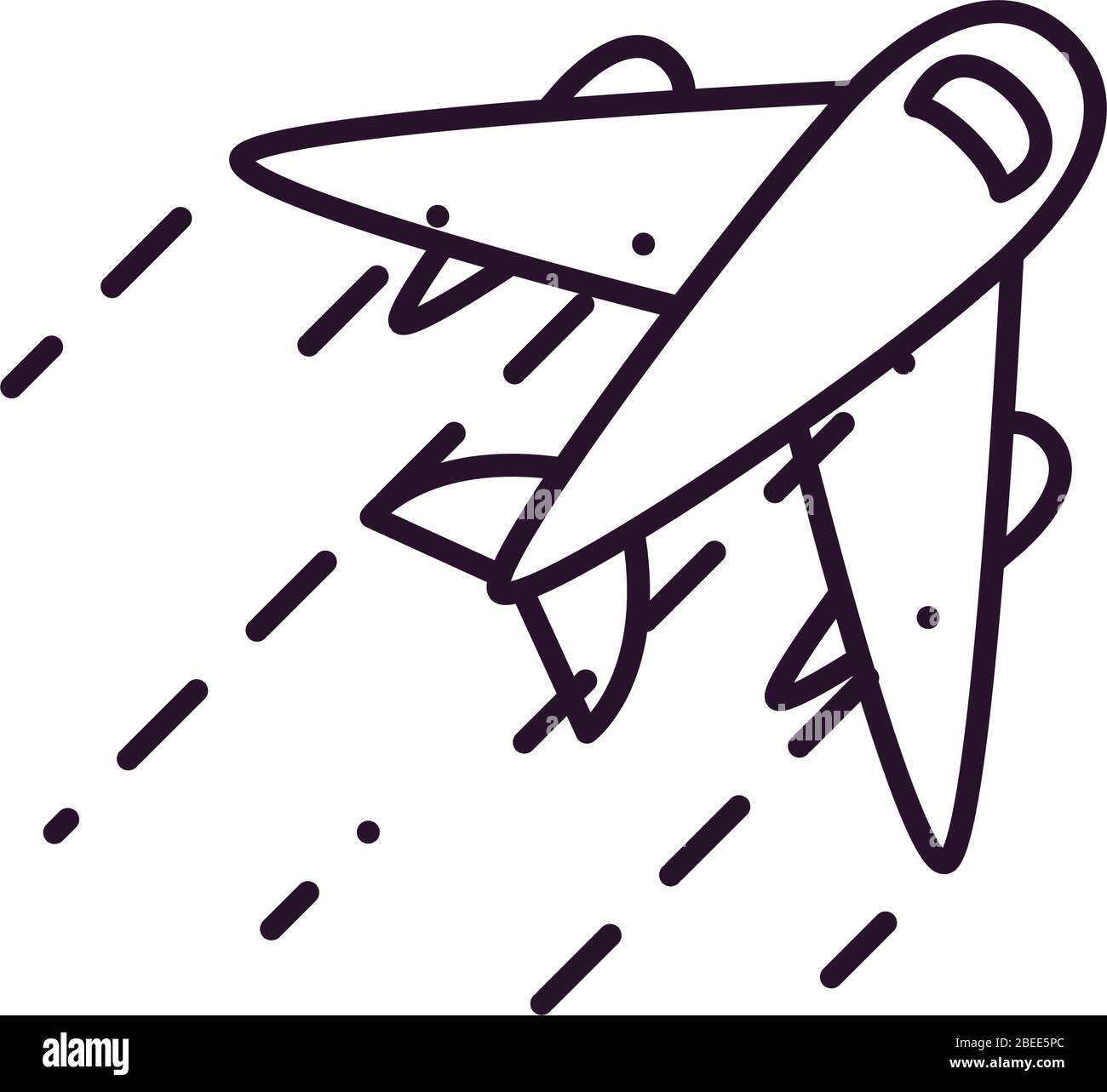 airplane flying fast icon over white background, line style, vector ...