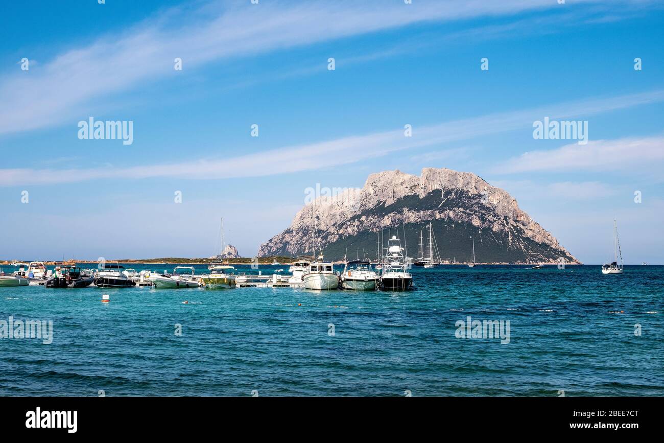 Tavolara, Sardinia / Italy - 2019/07/18: Panoramic view of cliffs and ...