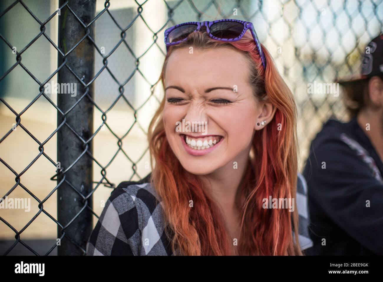 Woman squinting hi-res stock photography and images - Alamy