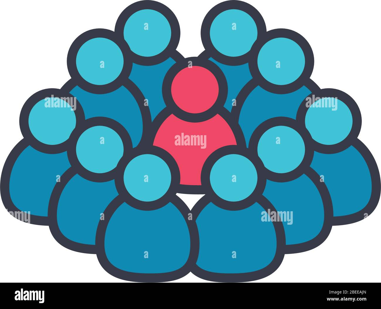 covid 19 concept, a person infected and crowd around over white ...