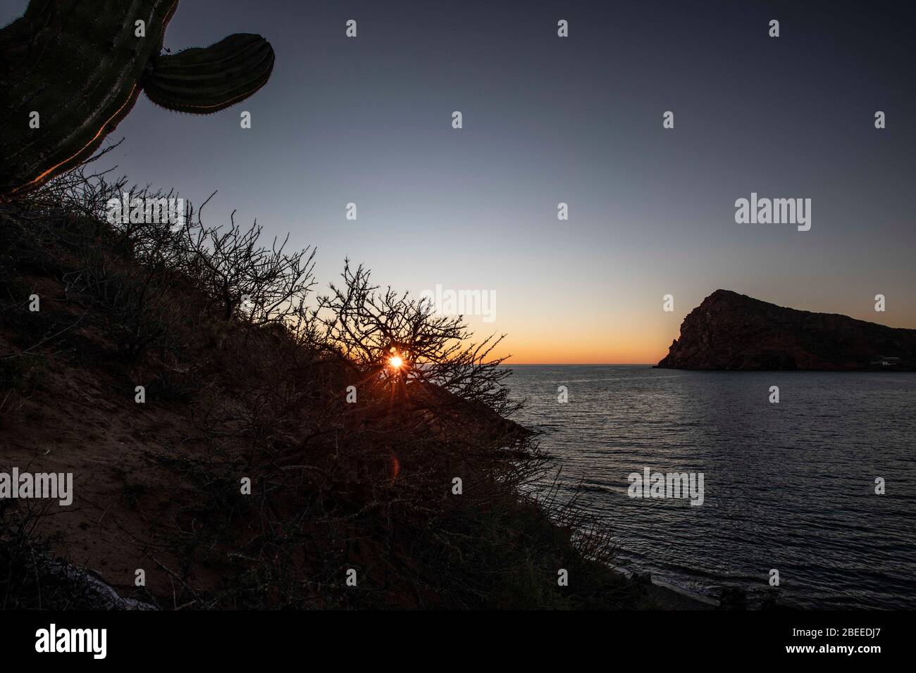 dusk sunset on the beach El Colorado, Sonora Mexico, is located next to ...