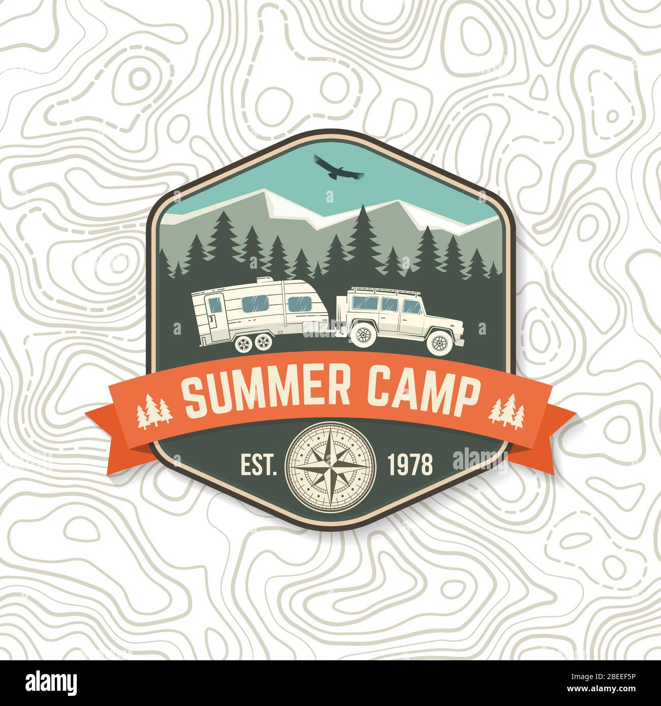 Summer Camp Patch Vector Illustration Concept For Shirt Or Logo