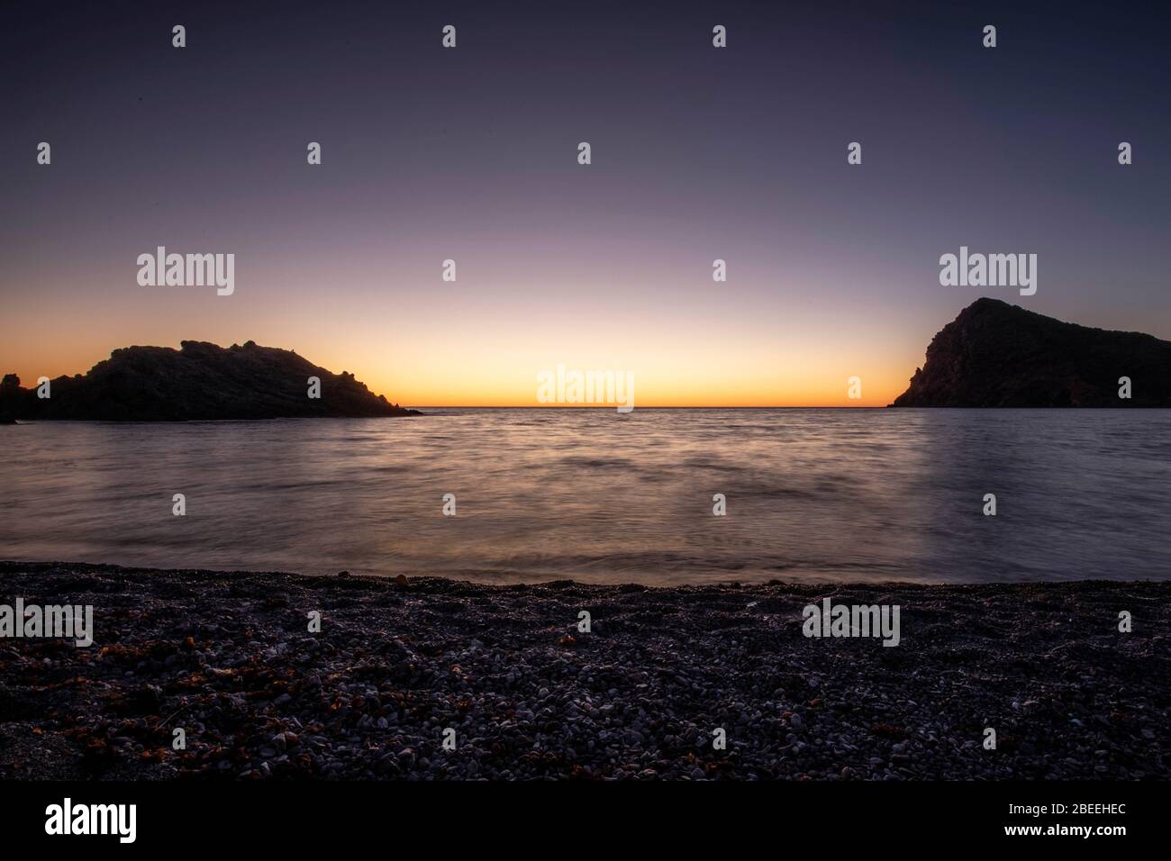 dusk sunset on the beach El Colorado, Sonora Mexico, is located next to ...