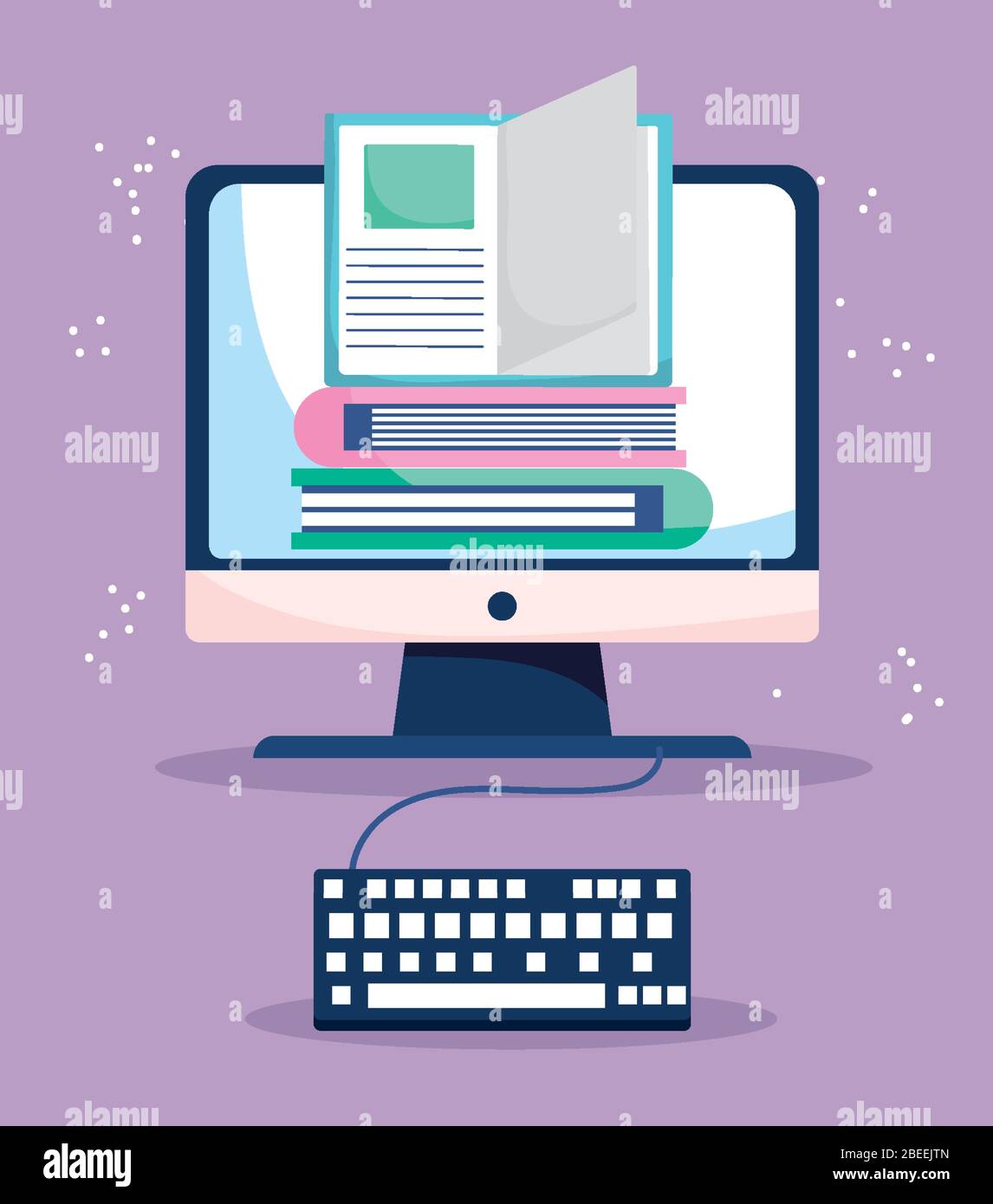 education online, computer ebooks and keyboard study vector ...