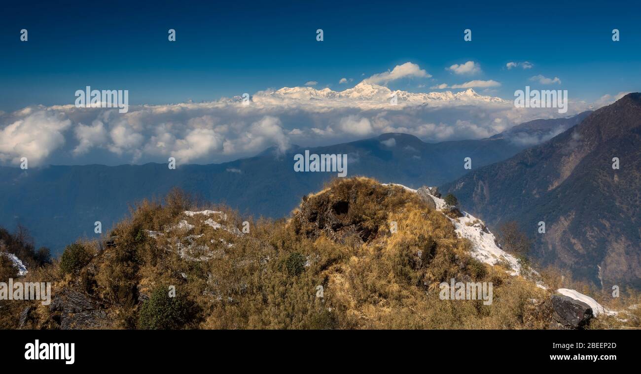 Kanchenjunga mountain range from Lungthung view point, Zuluk, Copy ...