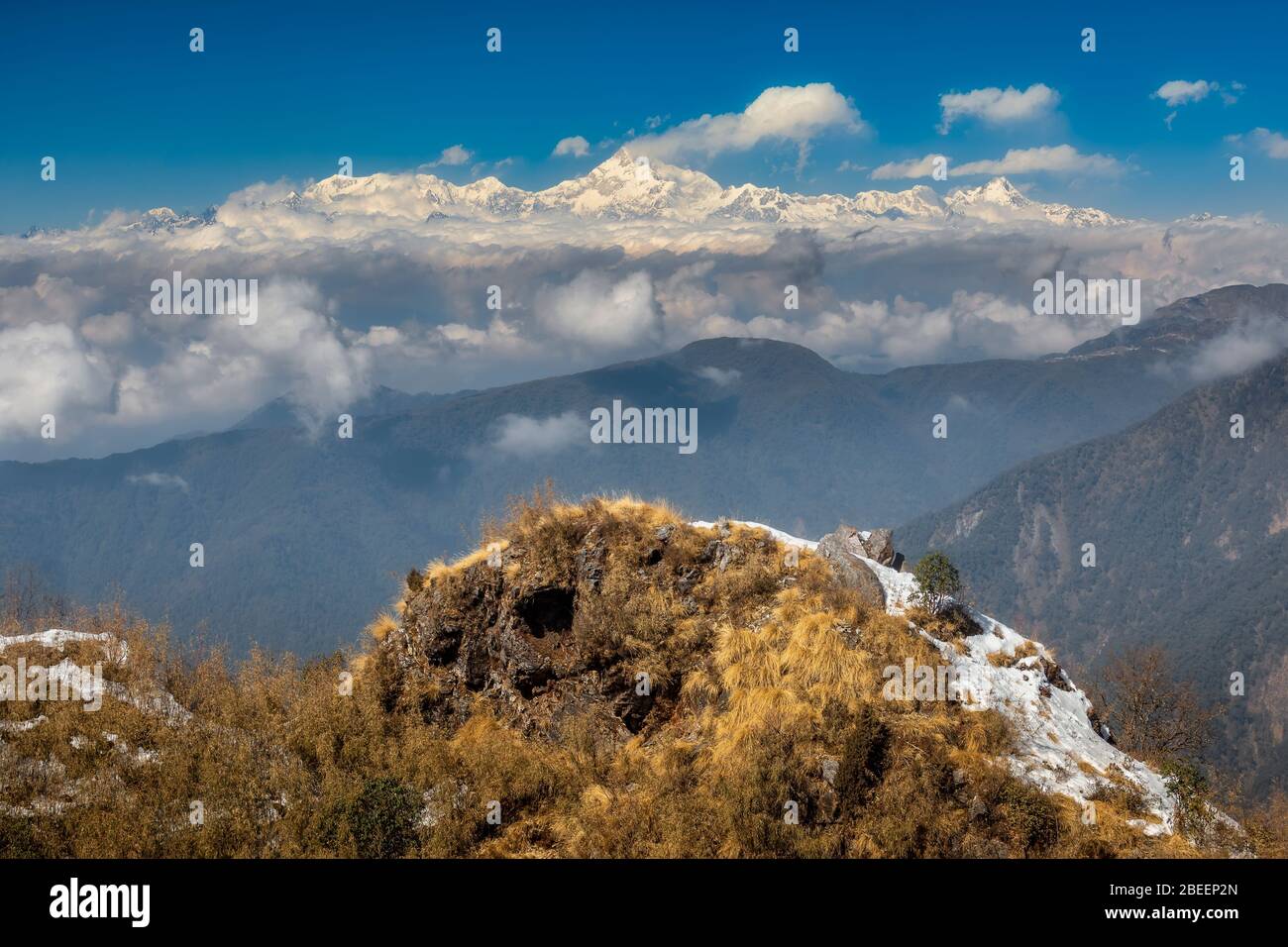 Kanchenjunga mountain range from Lungthung view point, Zuluk, Copy ...
