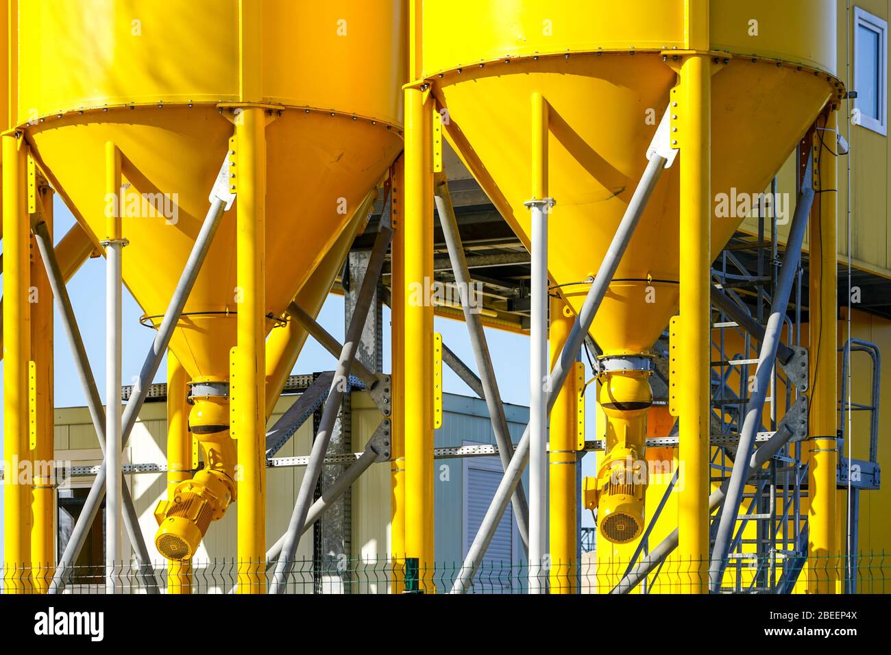 ready new modern stationary concrete batching plant Stock Photo - Alamy