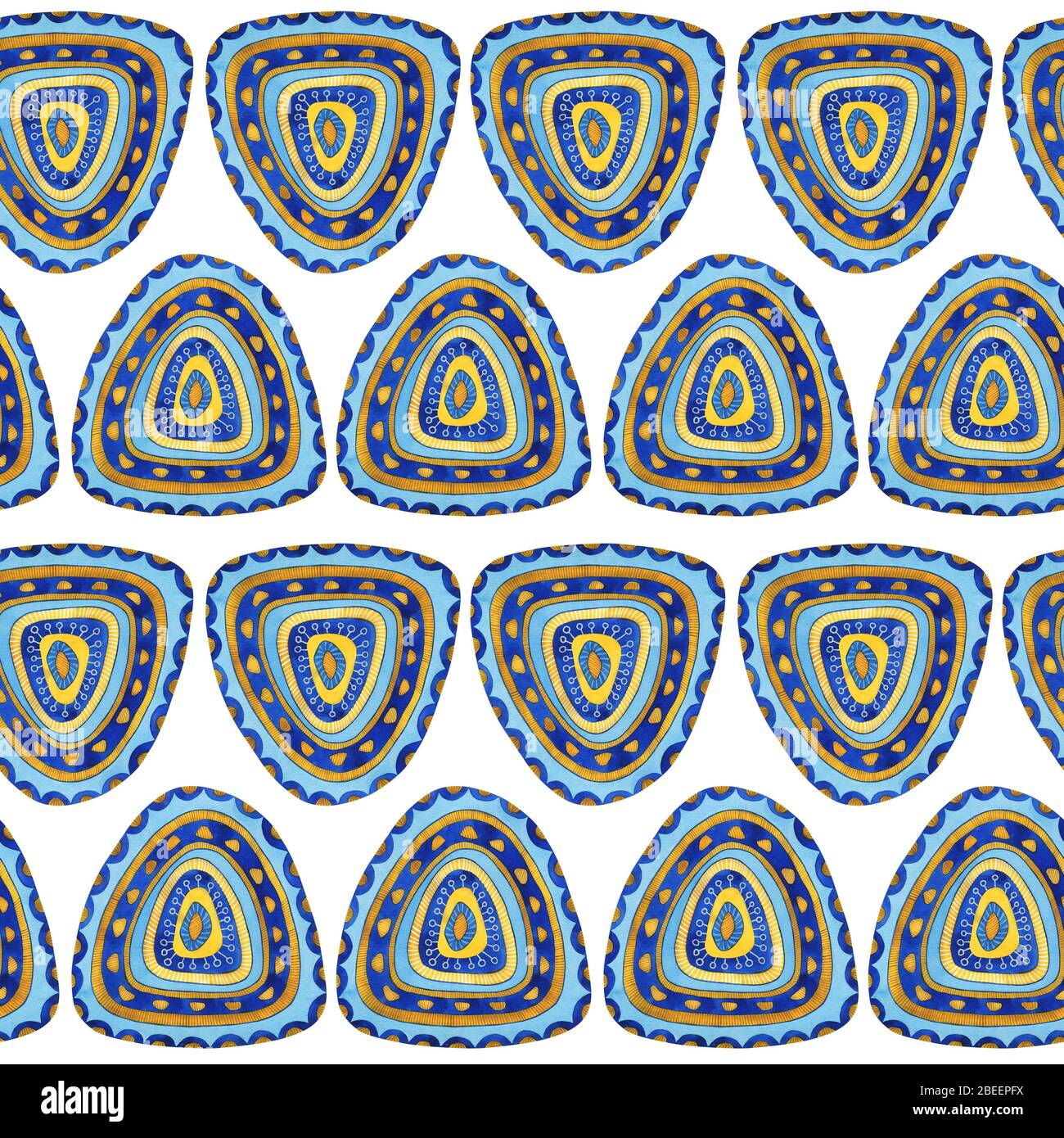 Watercolor seamless pattern with geometric shapes on the white ...