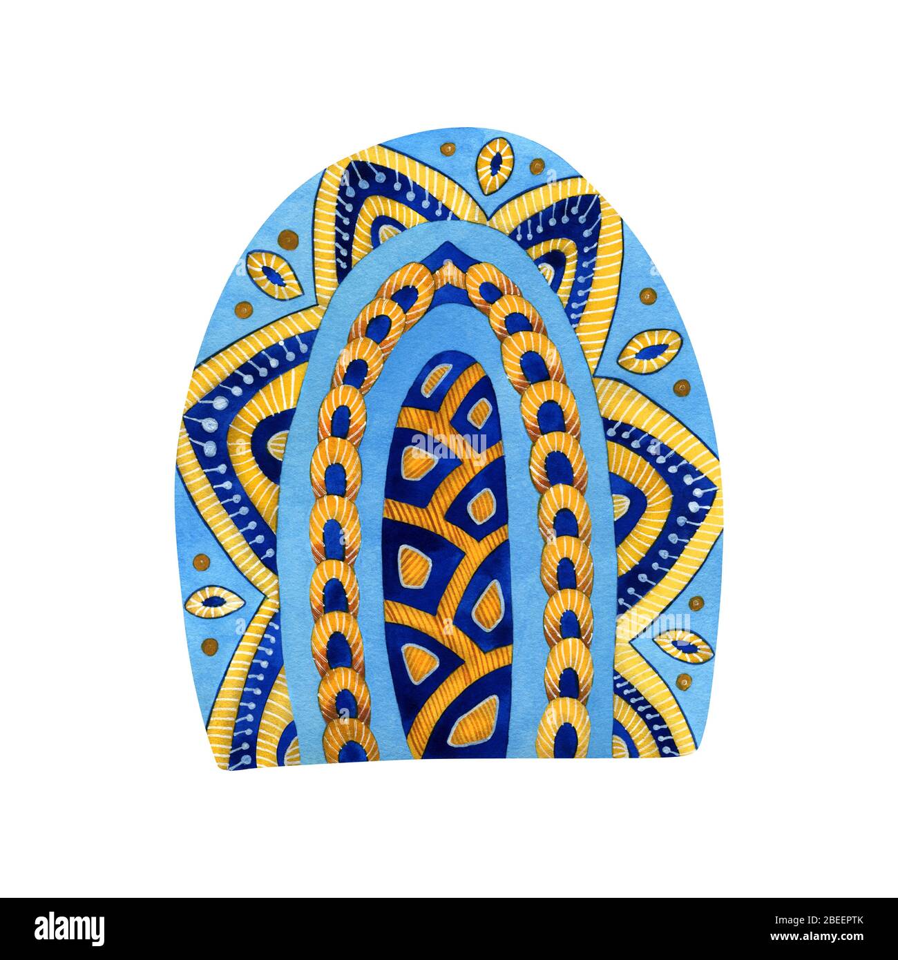 Watercolor geometric shape in blue shade. Bright ethnic modern style ...