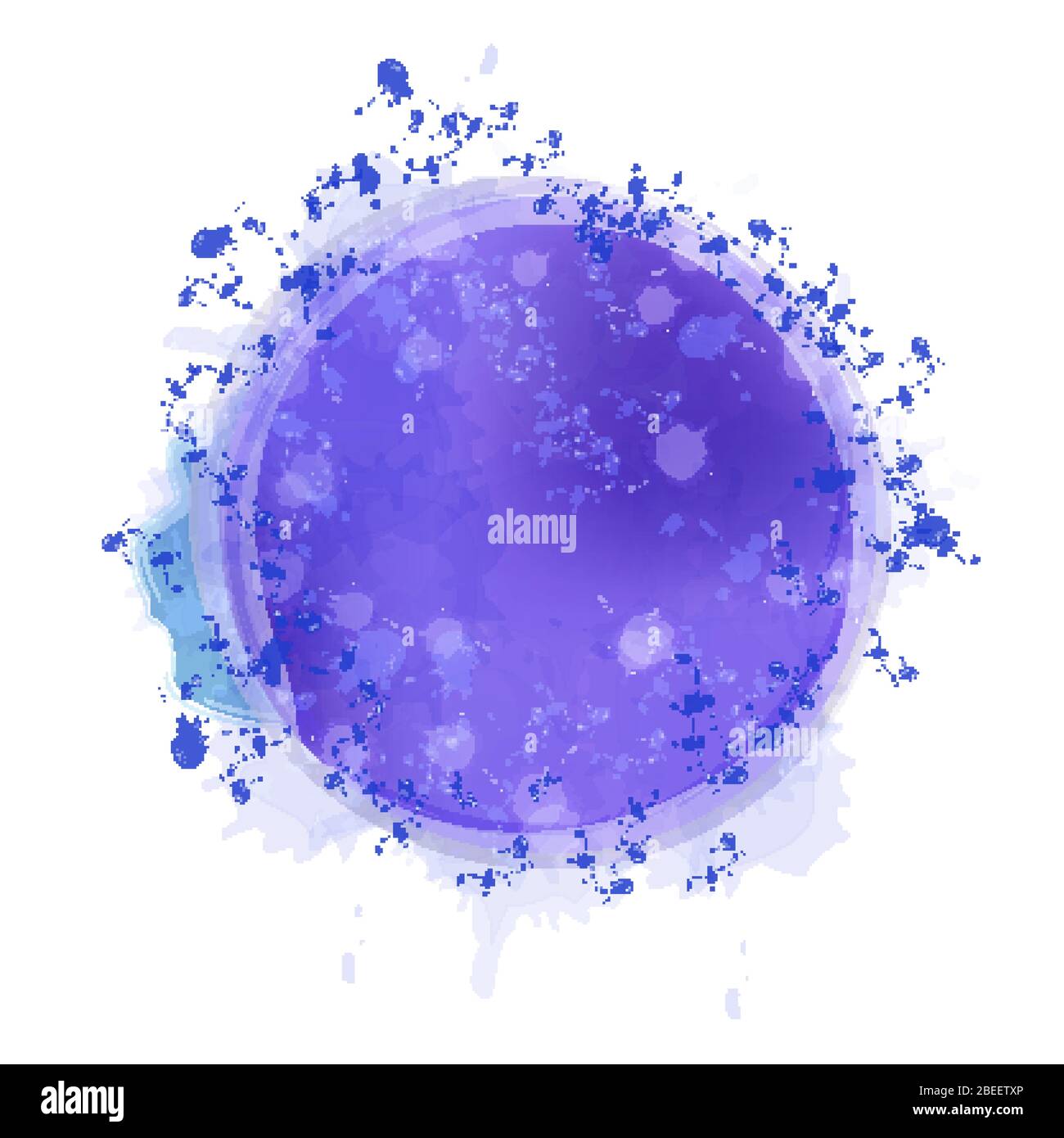 Colorful round abstract watercolor stain with splashes and spatters ...