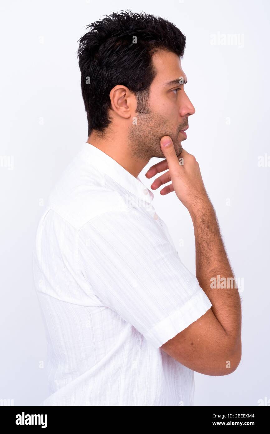 Profile view of handsome Turkish man thinking Stock Photo - Alamy
