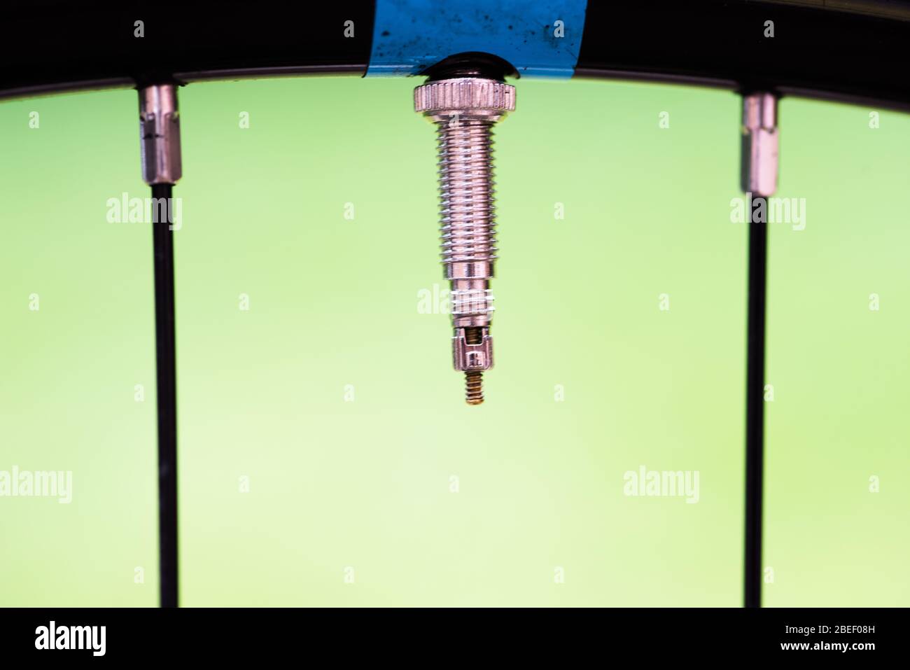 Detailed view of Presta valve on a bicycle Stock Photo - Alamy