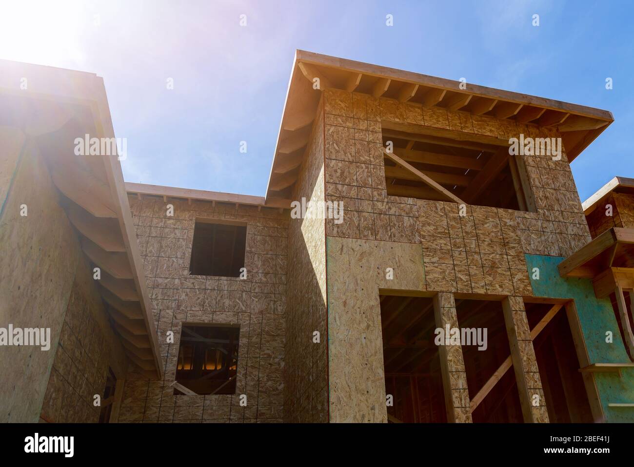 Building construction, wood framing and beam construction structure at ...