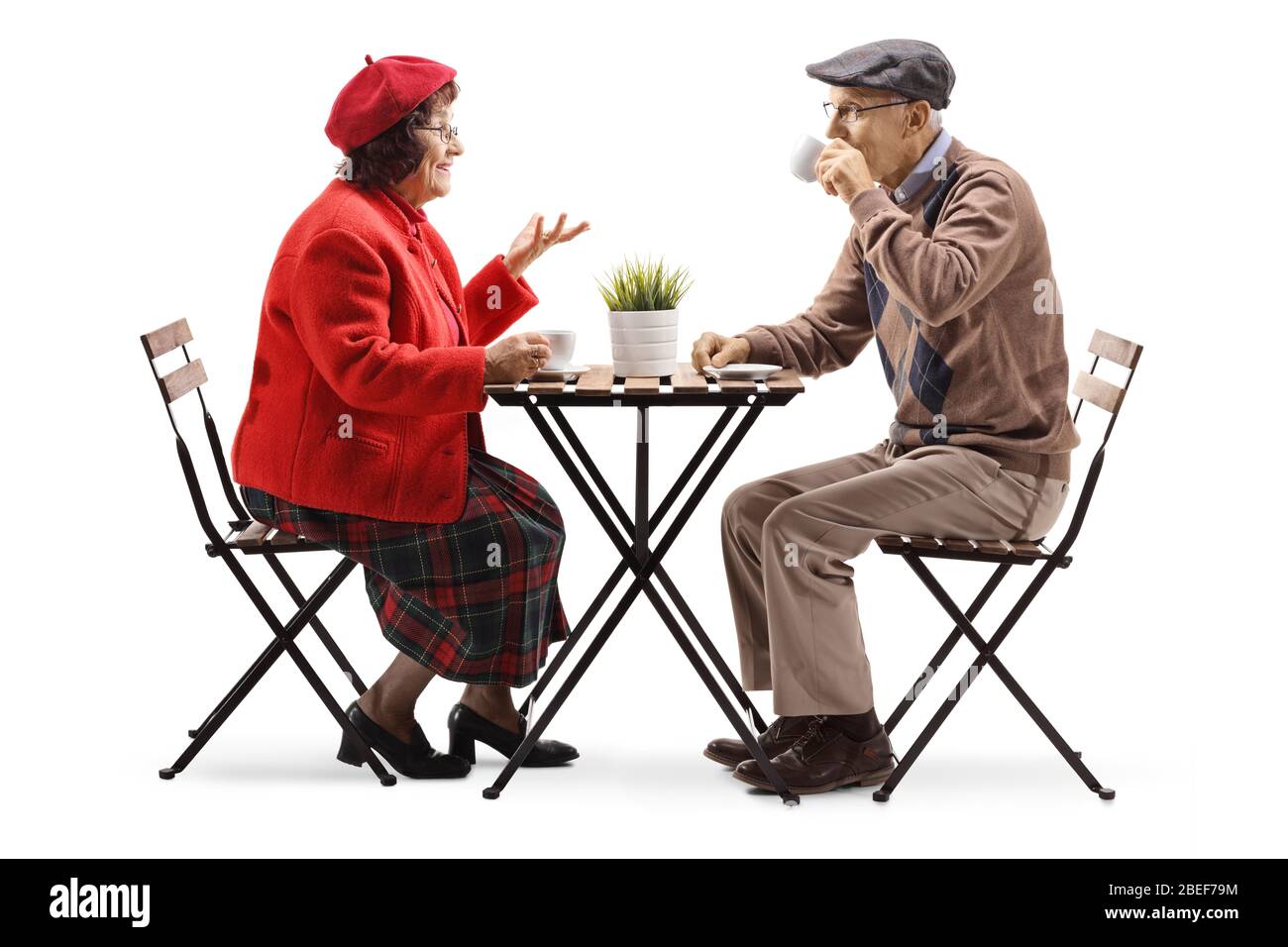 Elderly couple drinking coffee cafe Cut Out Stock Images & Pictures - Alamy