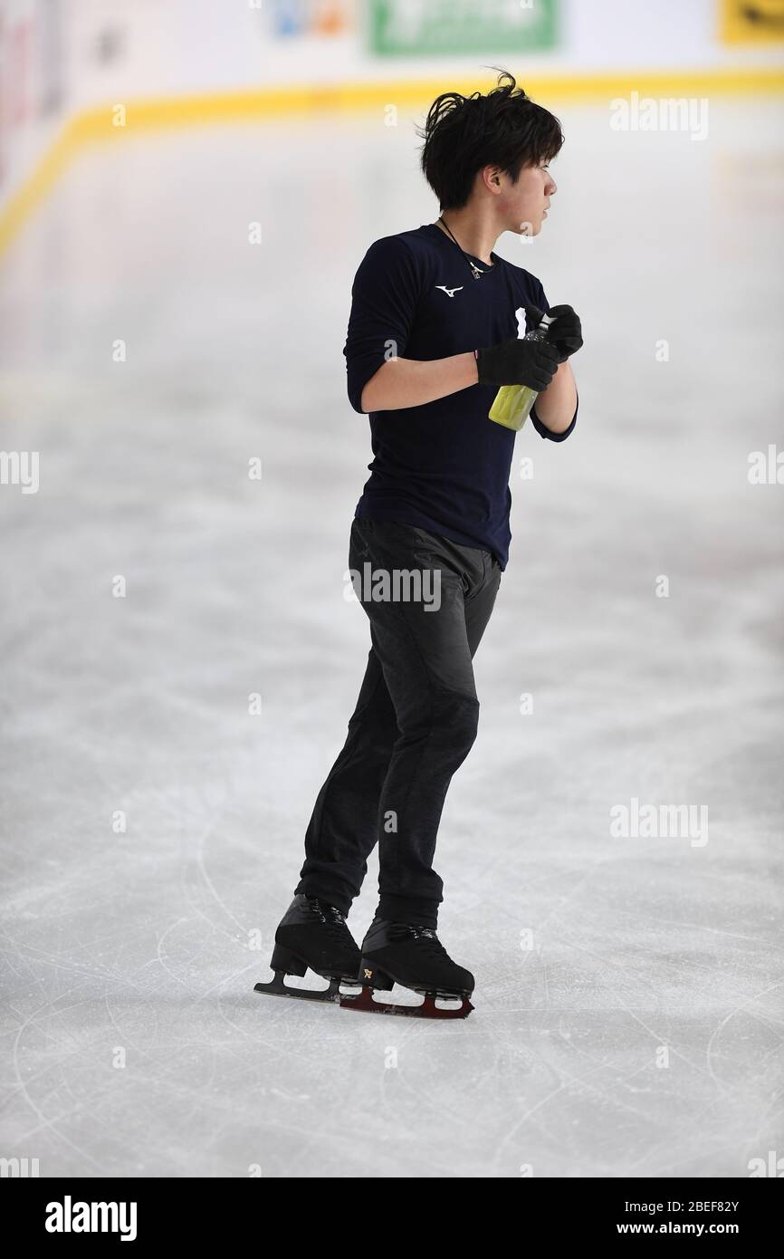 Shoma UNO, from Japan, during practice at ISU Grand Prix of Figure ...