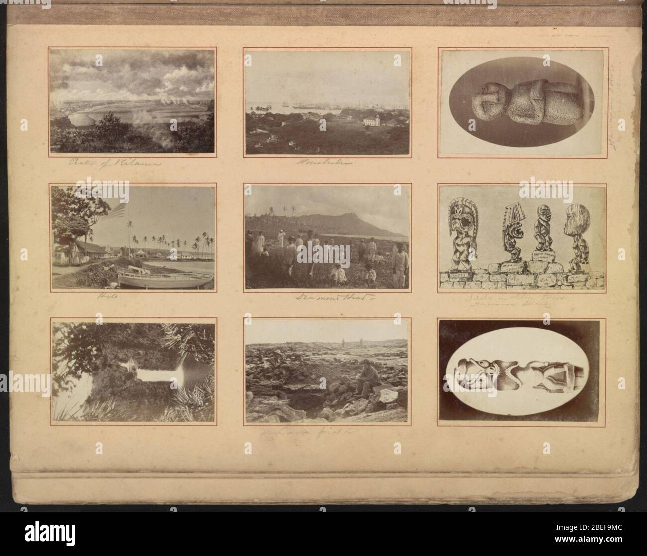 Hawaii album, p. 16, Honolulu, Hilo, idol statues and landscapes Stock ...