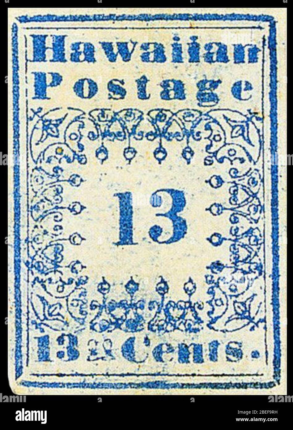 Hawaii stamp 13c 1851 Stock Photo - Alamy