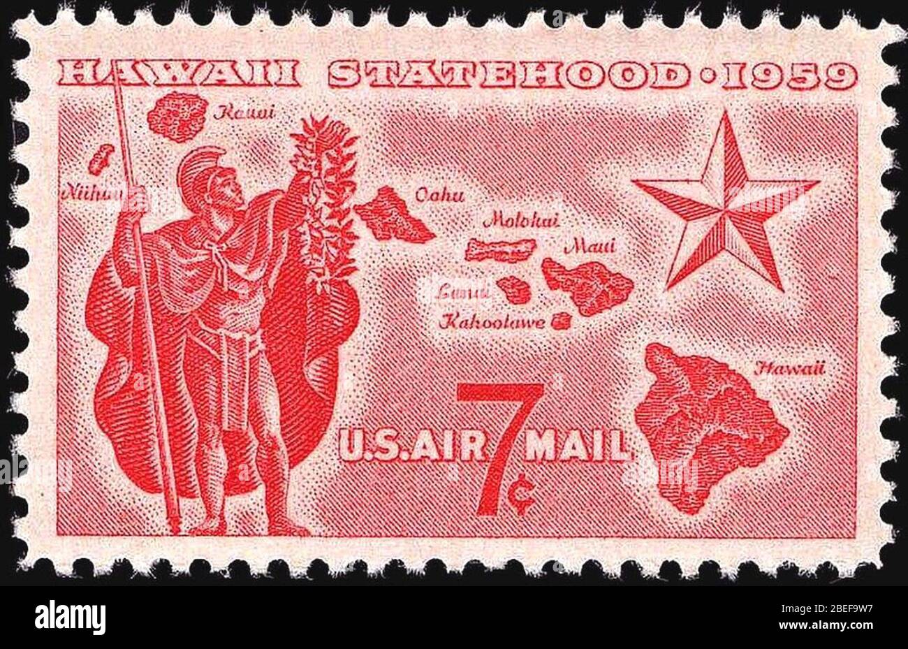 Hawaii statehood commemorative stamp 7c 1959 issue Stock Photo - Alamy