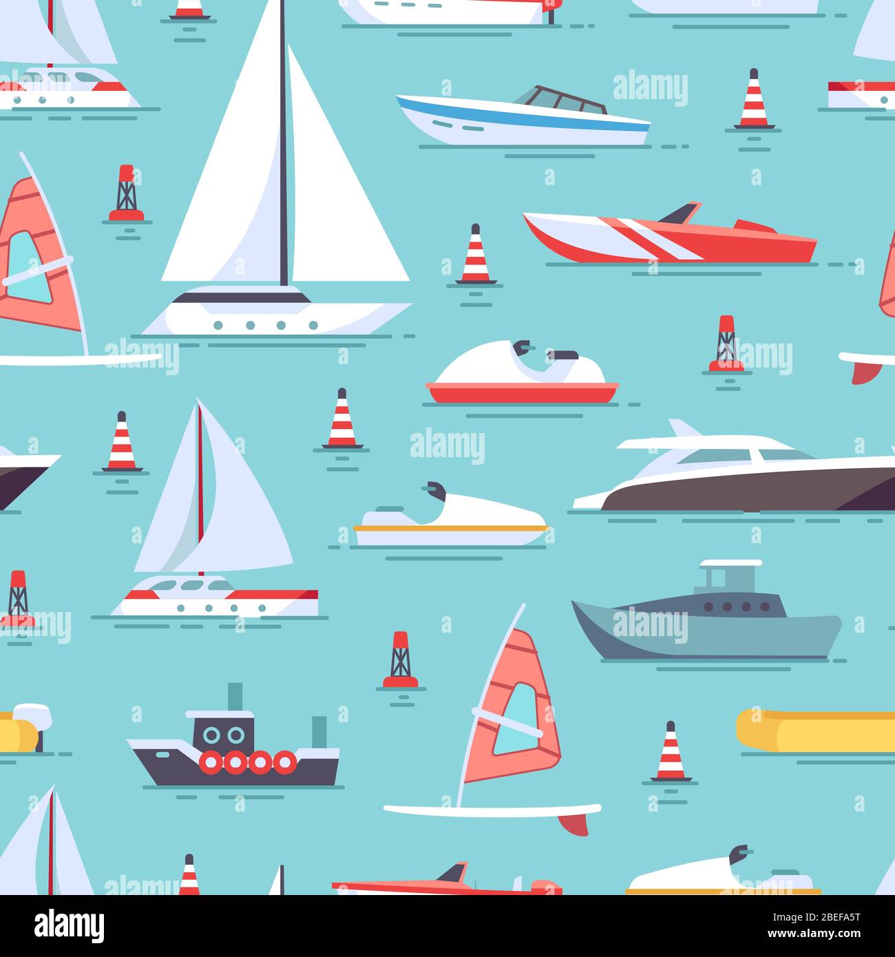 Sailboats and colored boats seamless pattern design background. Vector ...
