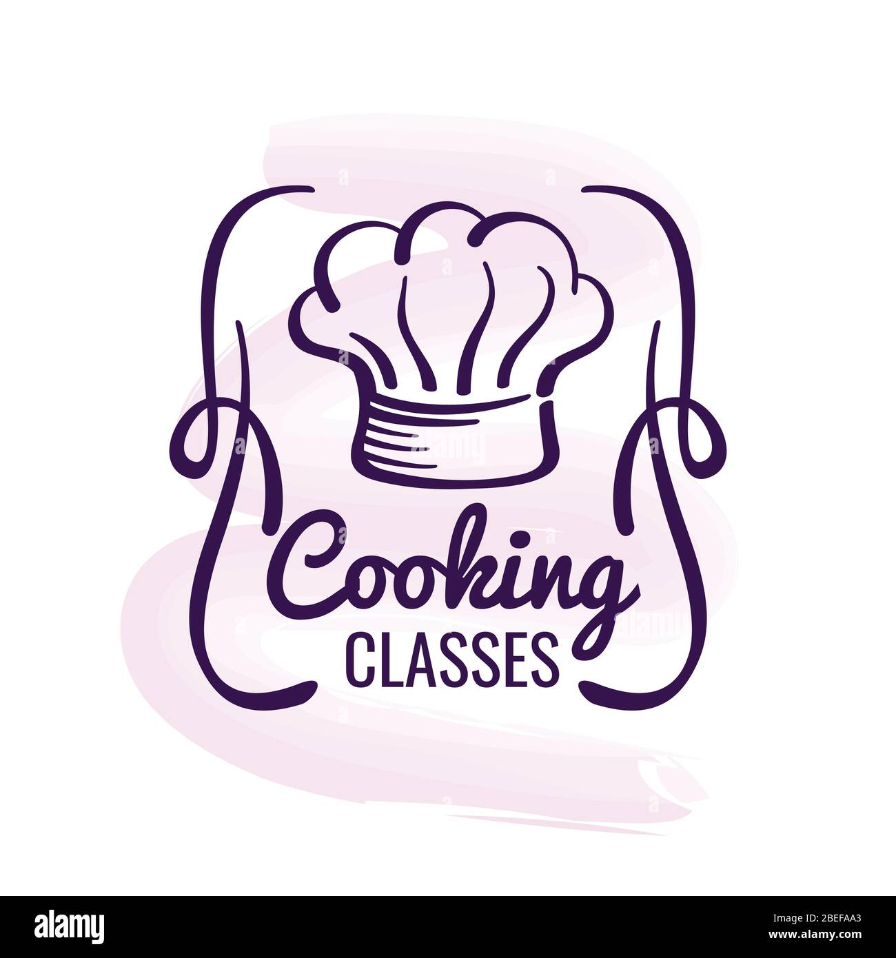 Cooking logo design with watercolor decor - restaurant emblem isolated ...