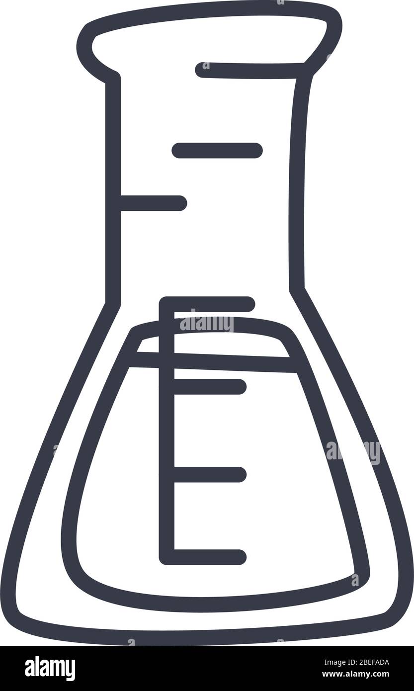 conical flask icon over white background, line style, vector ...