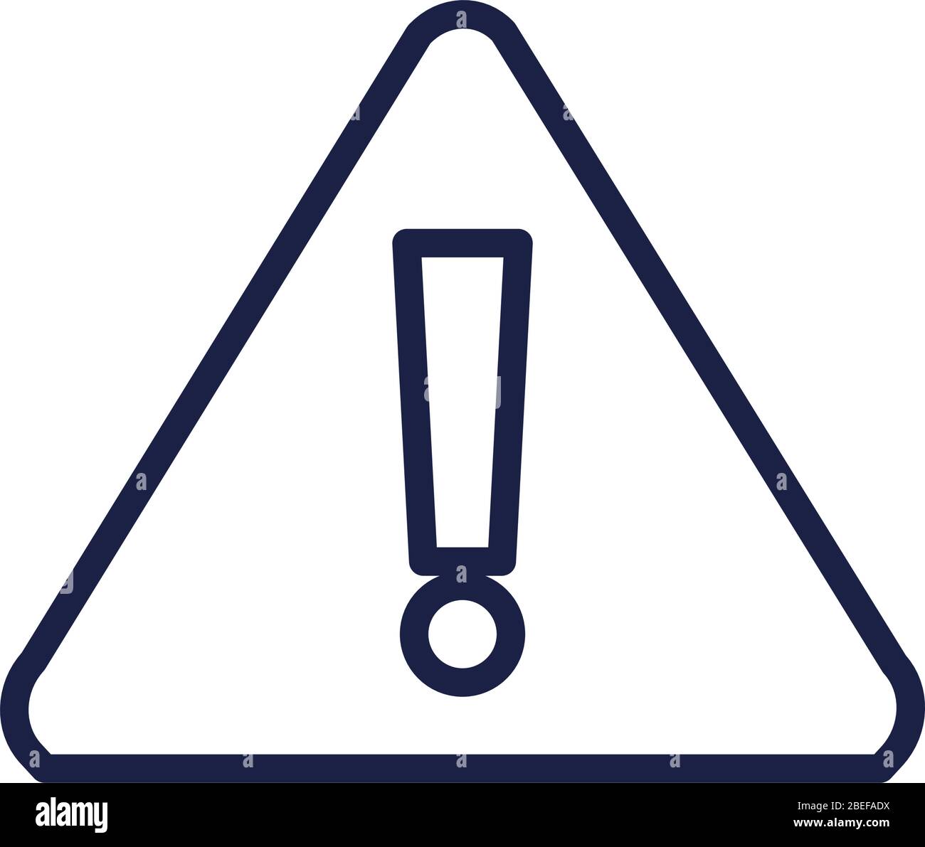 warning sign icon over white background, line style, vector ...