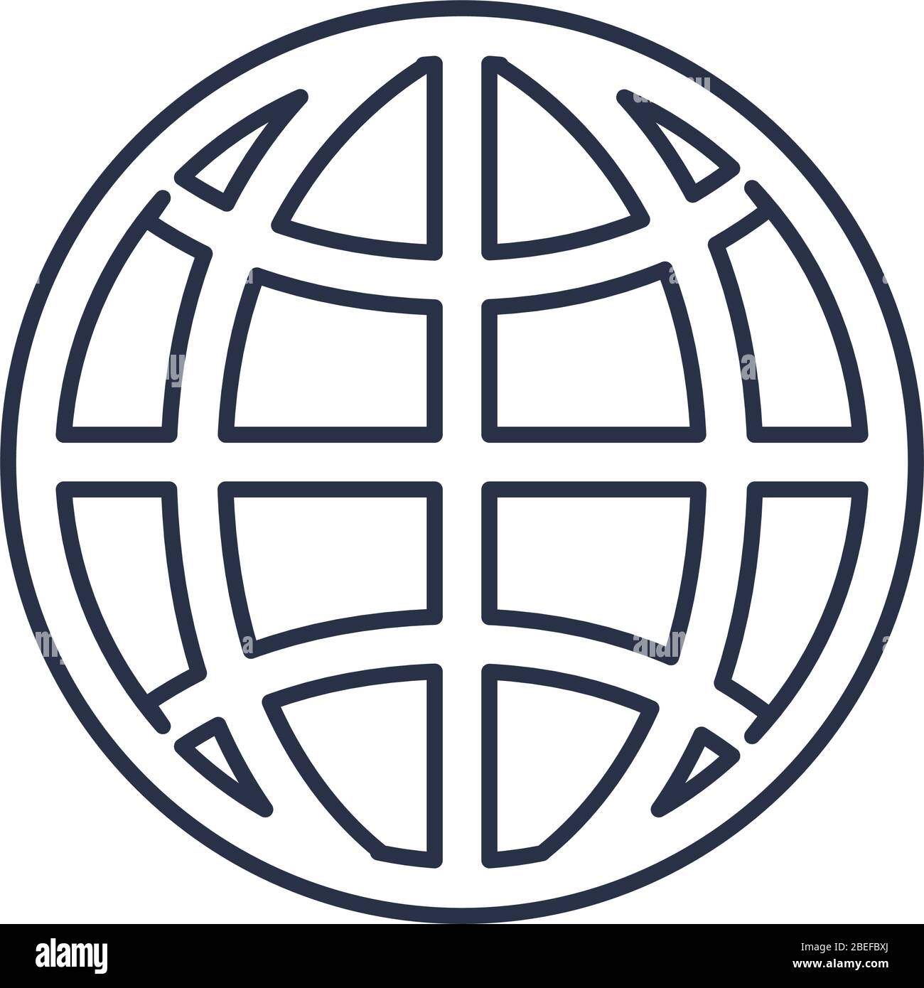 global sphere icon over white background, line style, vector ...