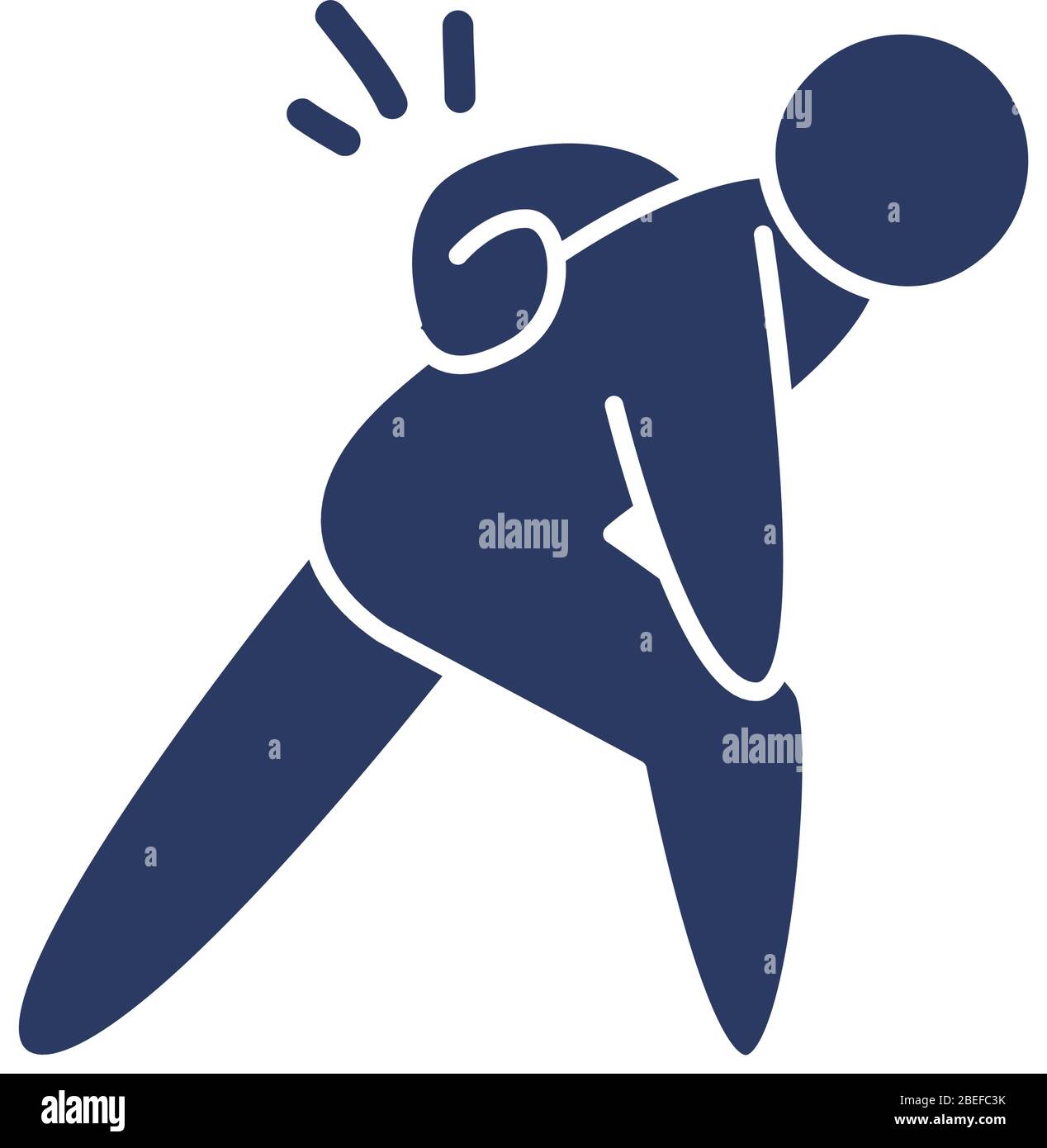 pictogram man with back pain icon over white background, line style ...