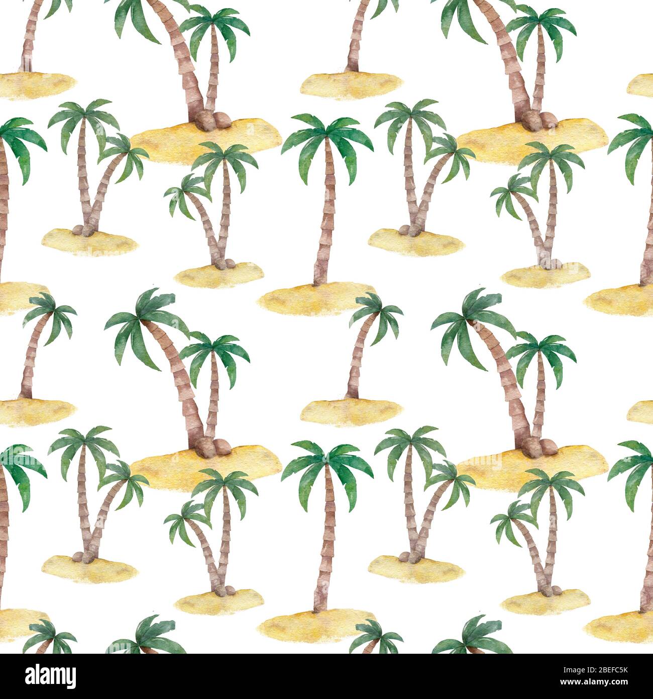 Seamless tropical palms pattern. Hand drawn watercolor palm trees on ...