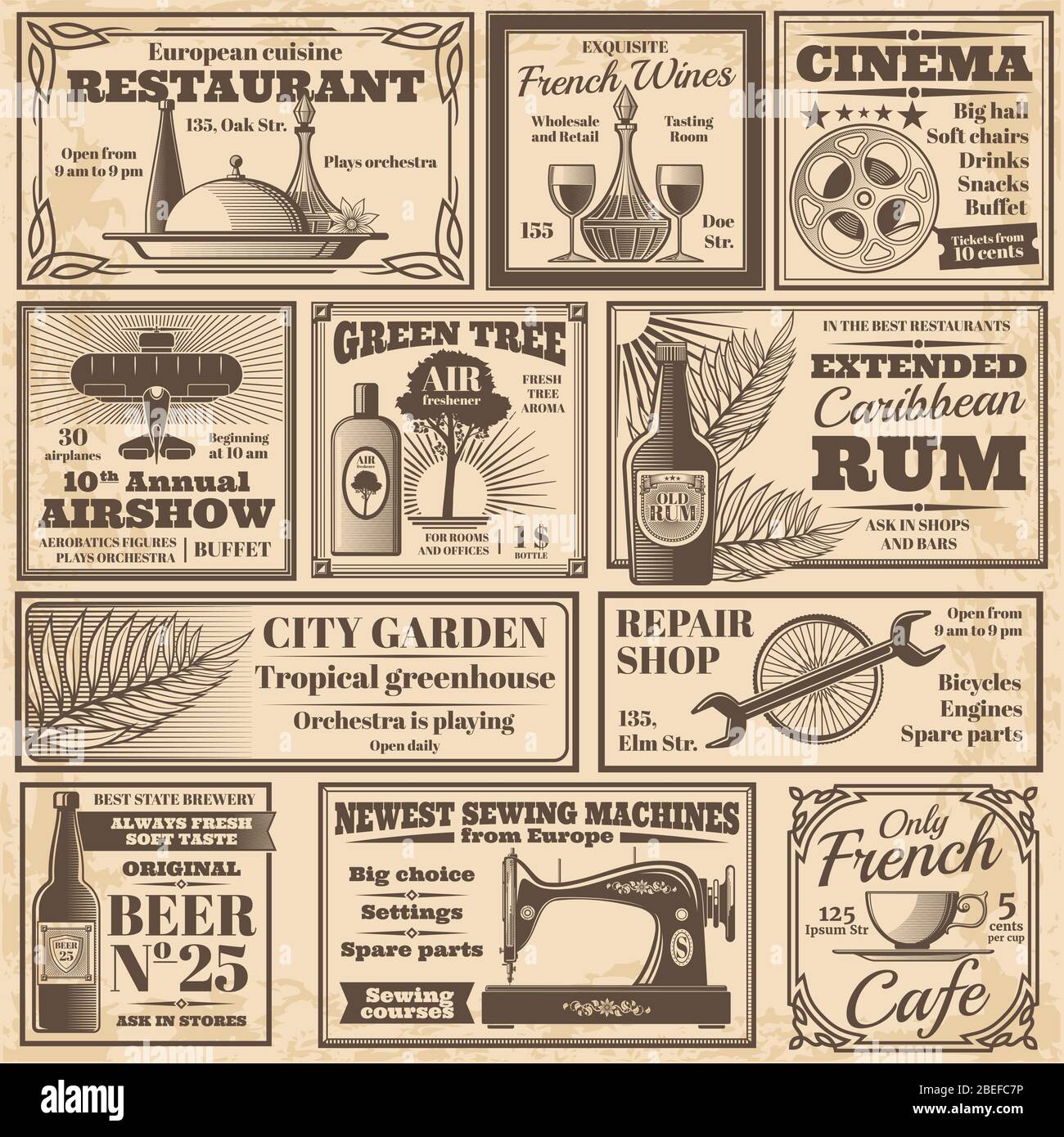 Retro newspaper advertising banners design vector template ...