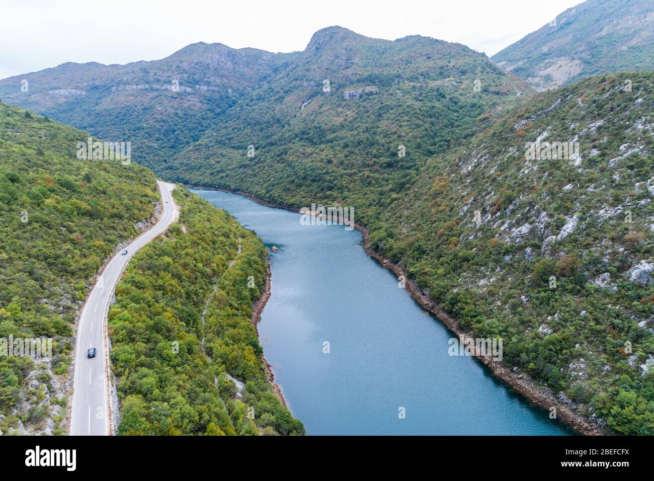 Aerial view on River in the mountains of Bosnia and hercegovina Stock ...