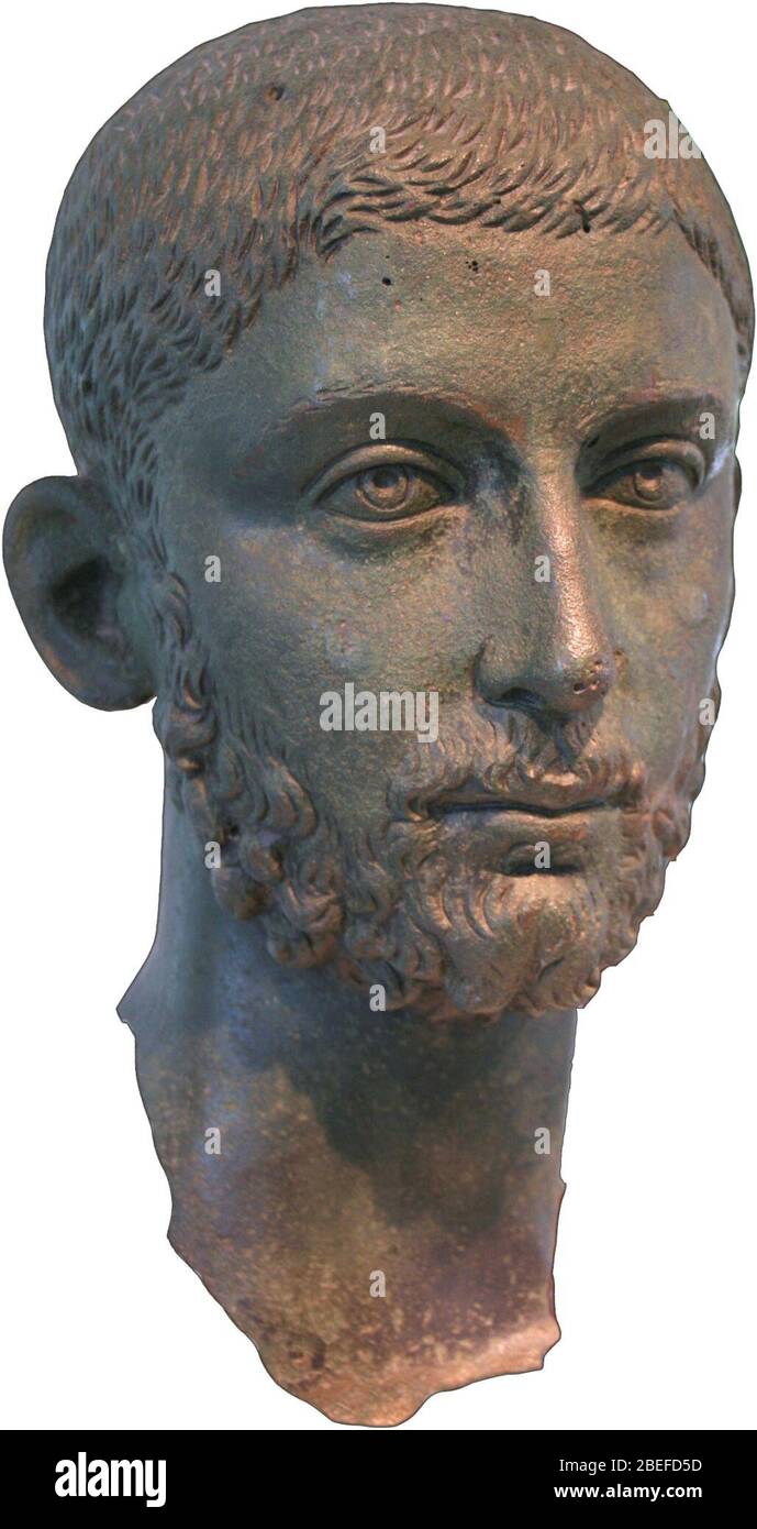 Head from a Bronze Statue of the Roman Emperor Alexander Severus Stock ...