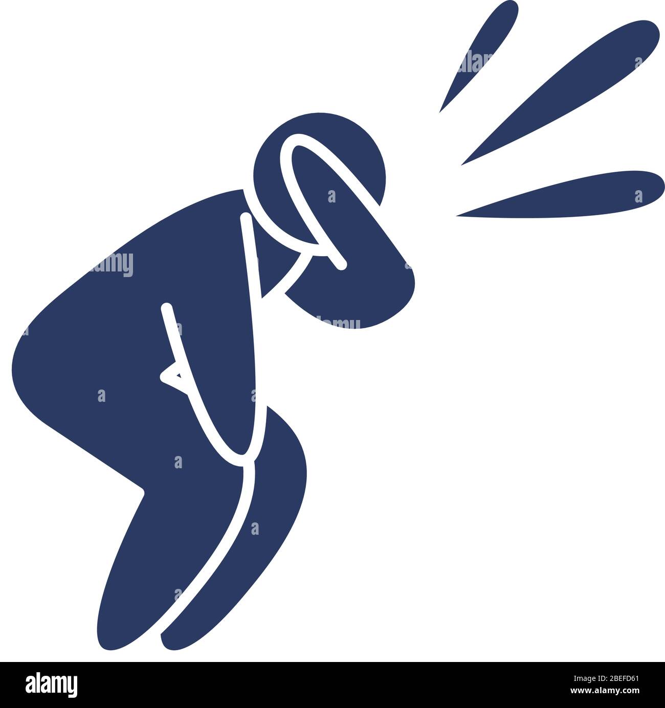 pictogram man covering his face with his forearm over white background ...