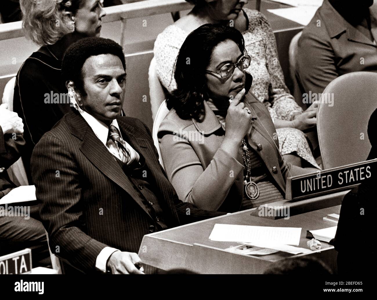 US Ambassador to the United Nations, Andrew J. Young sits with Coretta ...