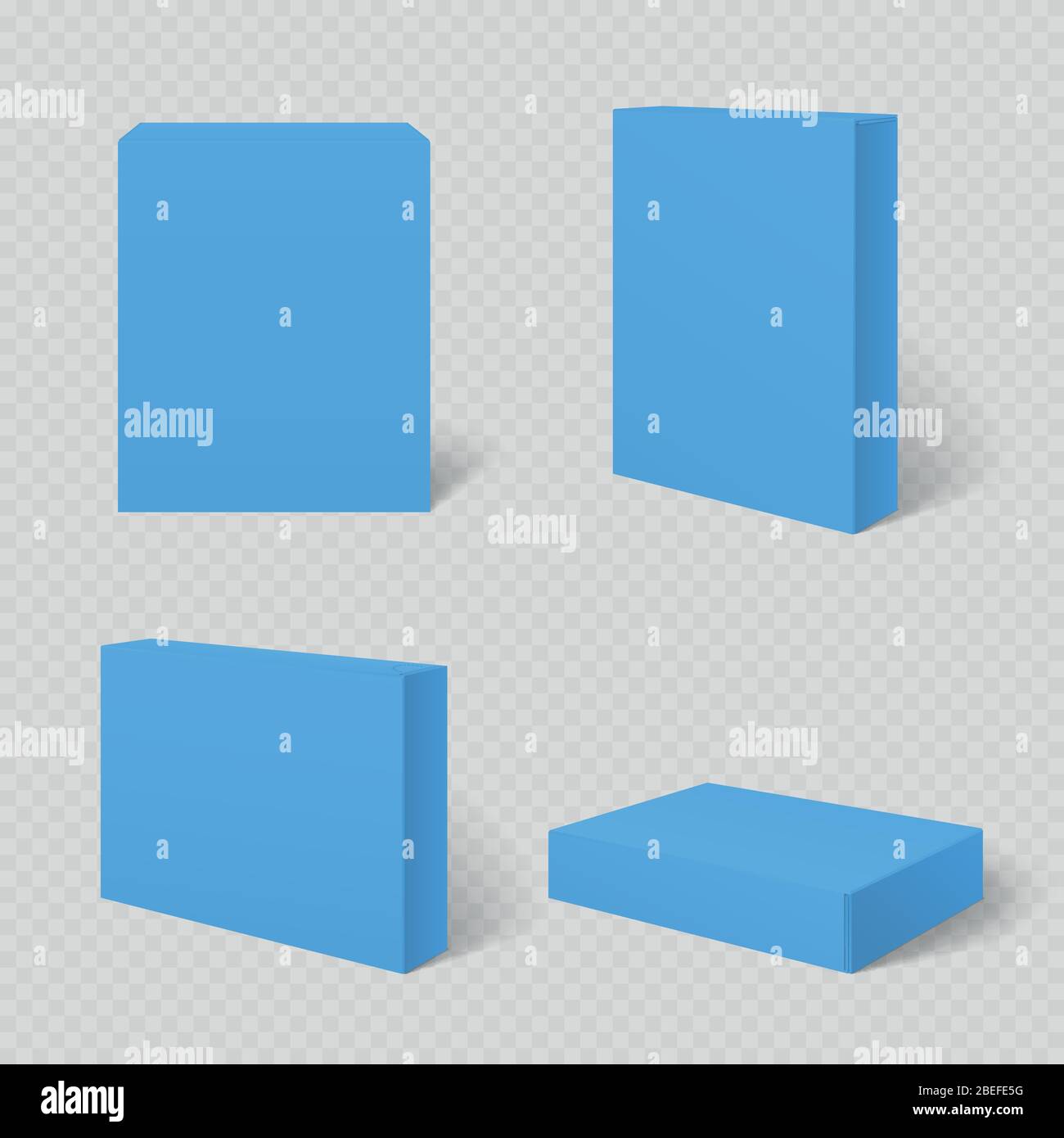 Blue blank cardboard package box in different positions. Vector ...
