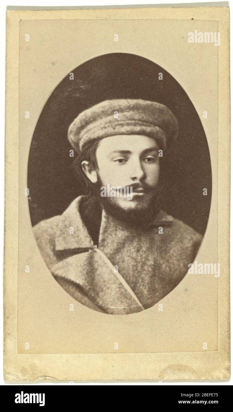 Head-and-shoulders portrait of a man, dressed in convict clothing ...
