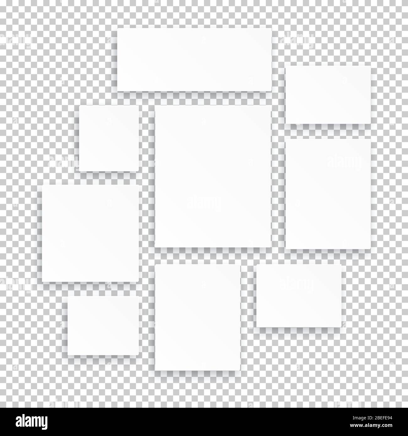 Blank white 3d paper canvas or photo frames isolated on transparent ...