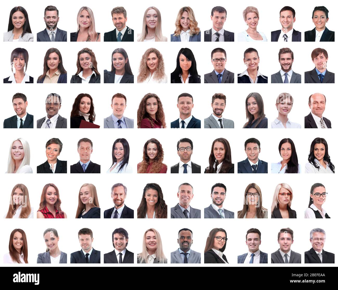 collage of portraits of successful employees isolated on white Stock ...